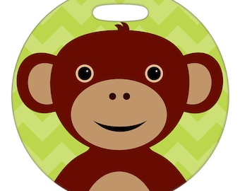 Luggage Tag Cat Emoticon 2.5 inch or 4 Inch Round Plastic