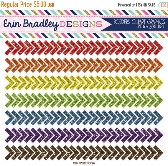 60% OFF SALE Glitter Chevron Borders Clipart by ErinBradleyDesigns
