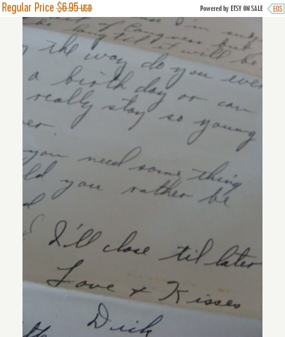 ONSALE Antique Military Handwritten Love Letter by reginasstudio