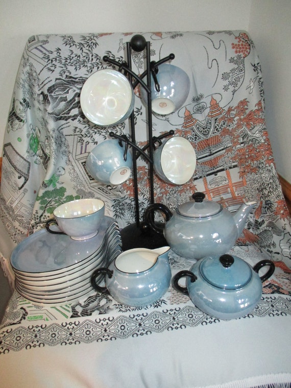 Blue Iridescent Lusterware 18 Piece Set by OneMoeTimeVintage