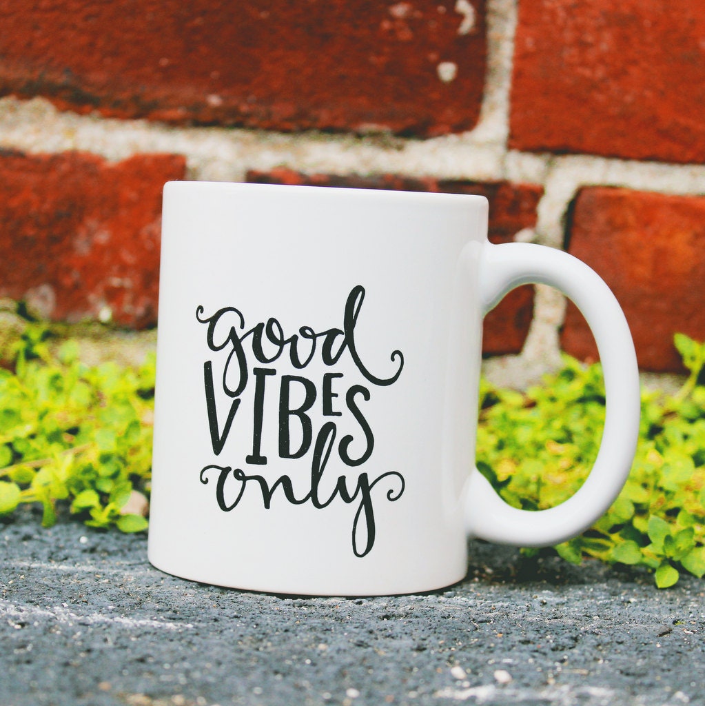 Inspirational Mug Good Vibes Only Black And White Quote