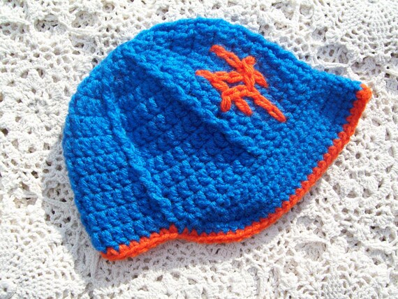 Crochet NY METS Baseball Hat with Brim Infant by BellaEarthAndSea
