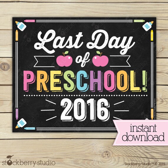 Items similar to Girl Last Day of Preschool Sign - Last Day of School ...