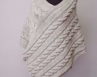 Cable knit poncho | Etsy