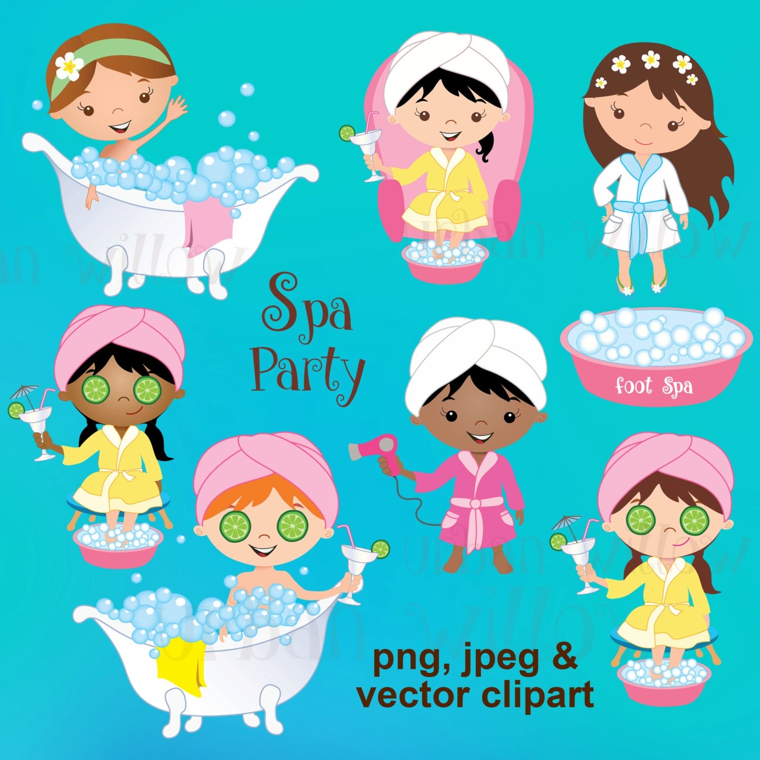 Spa Party Clipart Day Spa Clipart Clipart bubbles by UrbanWillow