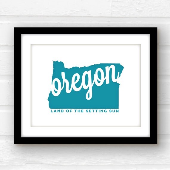 Oregon state wall art Oregon art Portland Oregon print