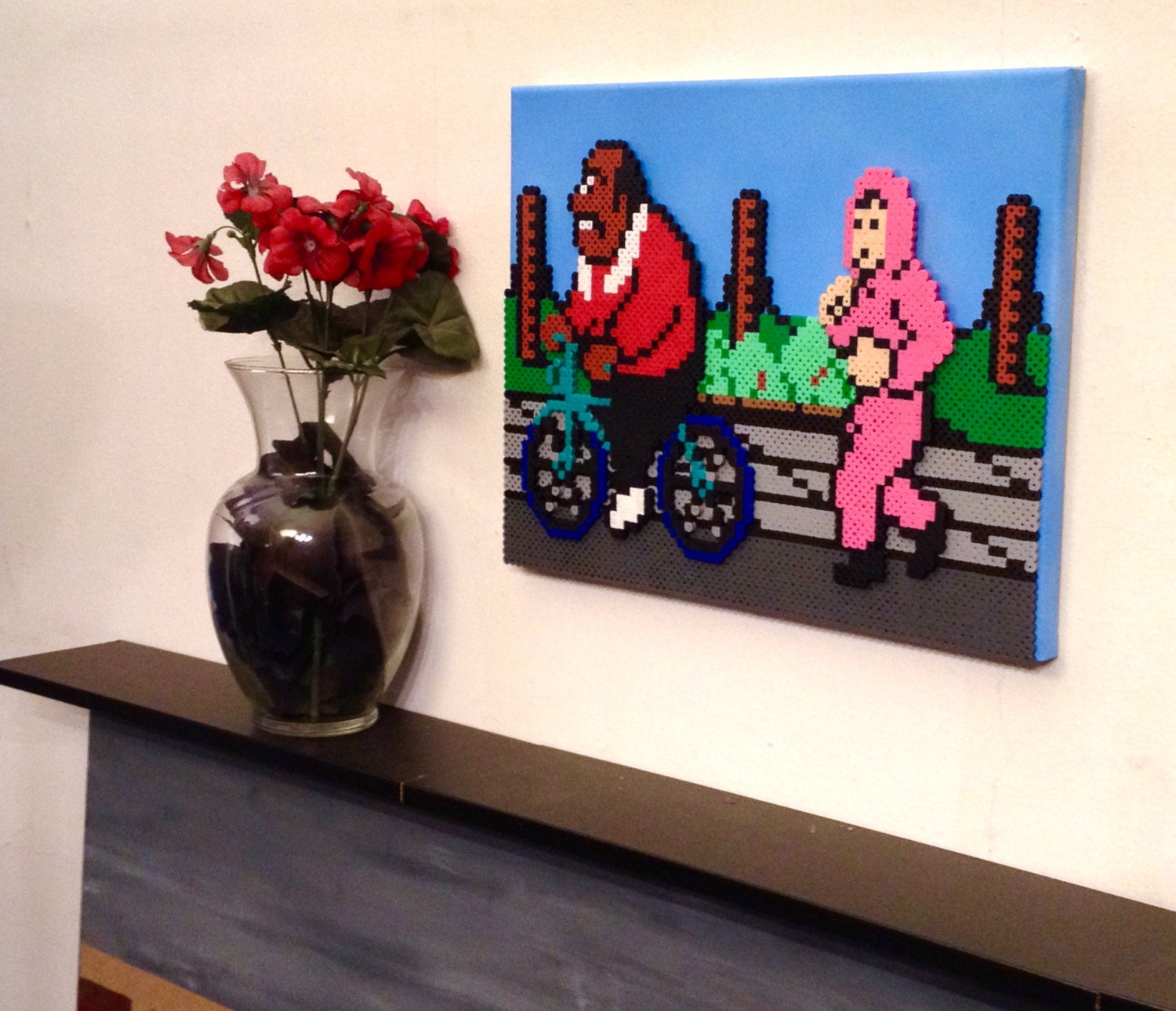 Punch-Out Retro Gaming Art. Training Scene. 8 bit Pixel Art.