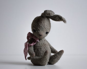 Items similar to sad rabbit - little plush brown bunny - rabbit softie ...