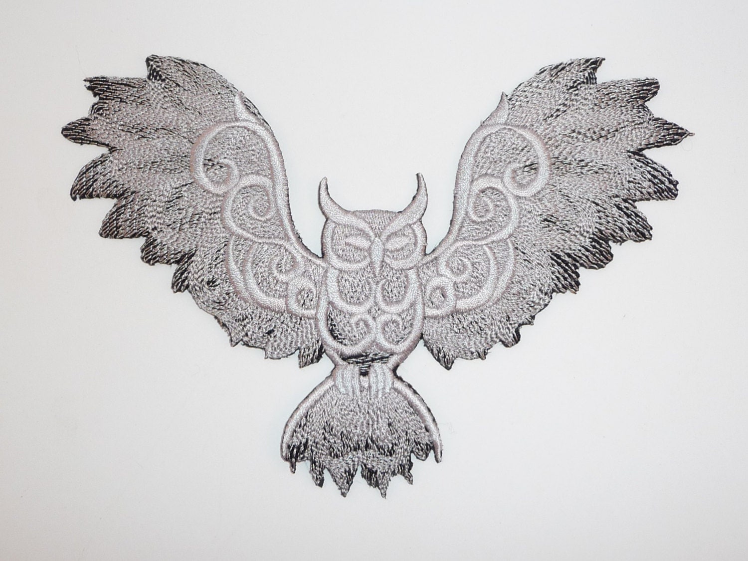 Embroidered Owl with Wings Spread 2 Colour Motif / Patch