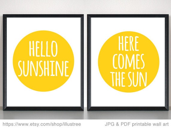Hello sunshine digital art print set of two prints printable
