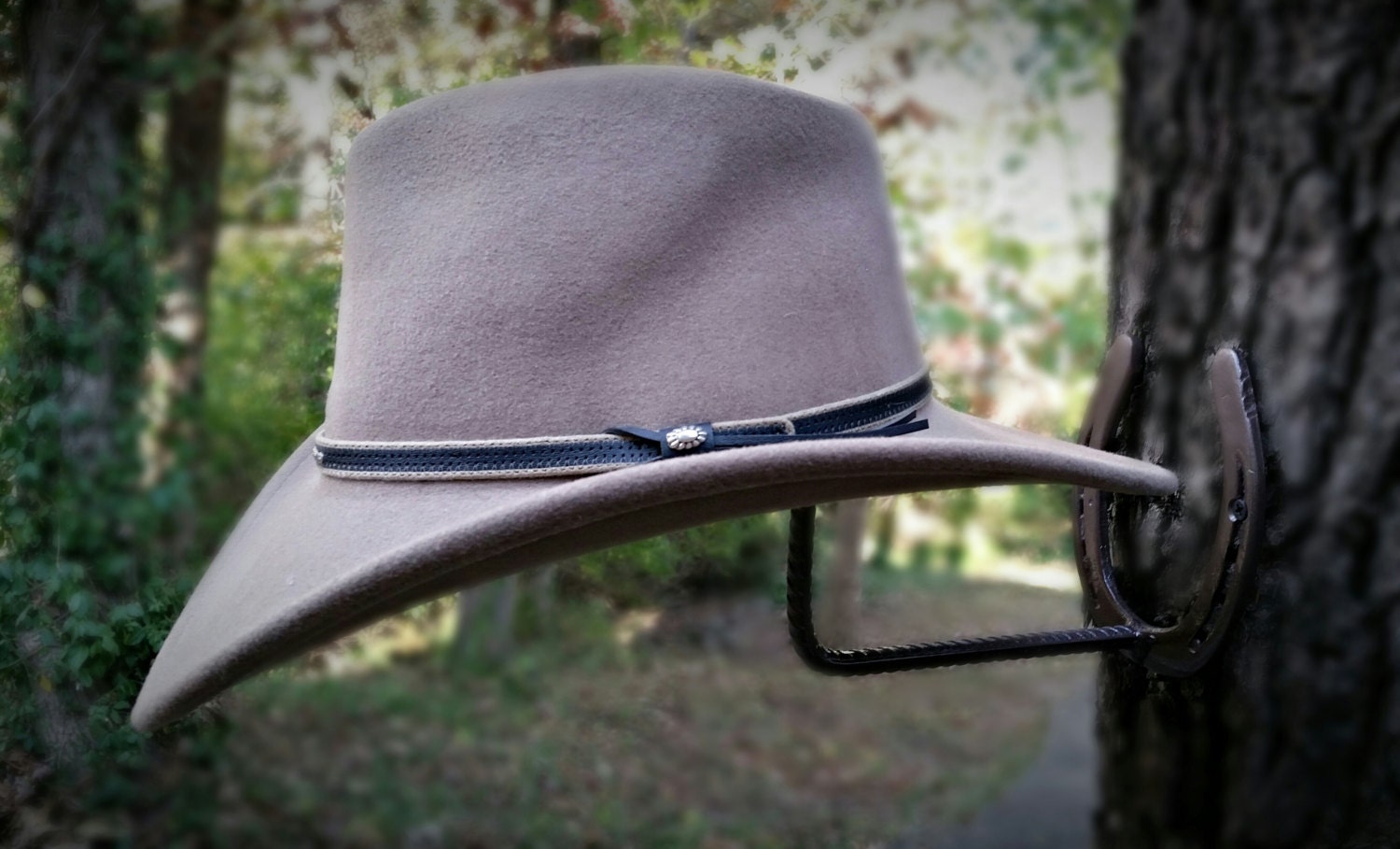 Horseshoe Cowboy Hat Rack Blacksmith Made Real Horseshoes