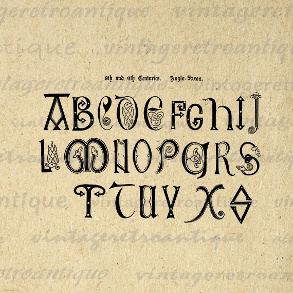 Ancient Alphabet Digital Graphic Download by VintageRetroAntique