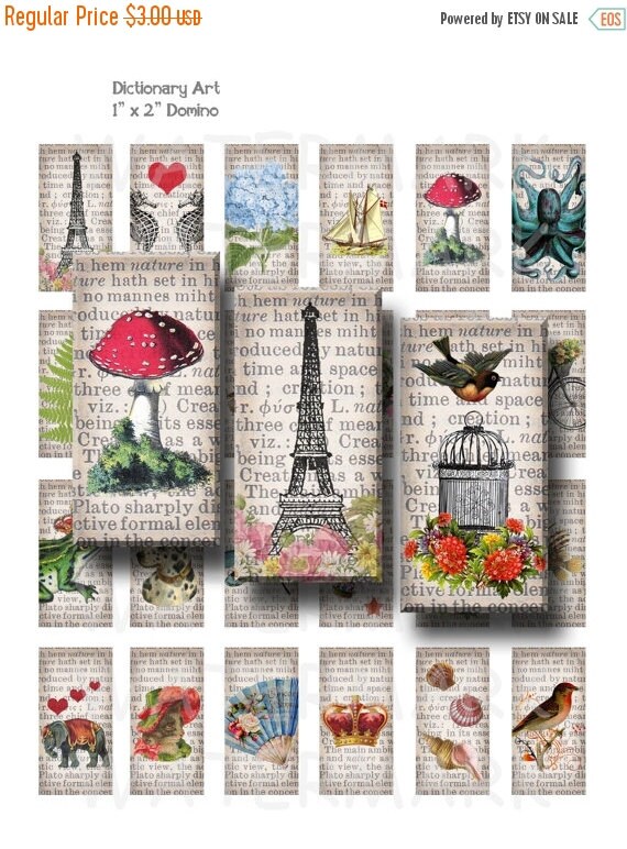 SALE Dictionary Art Digital Collage Sheet 1 x 2 by OldMarket