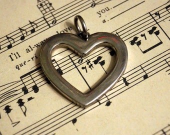 New Small Sterling Silver Open Heart Charm 10 pcs