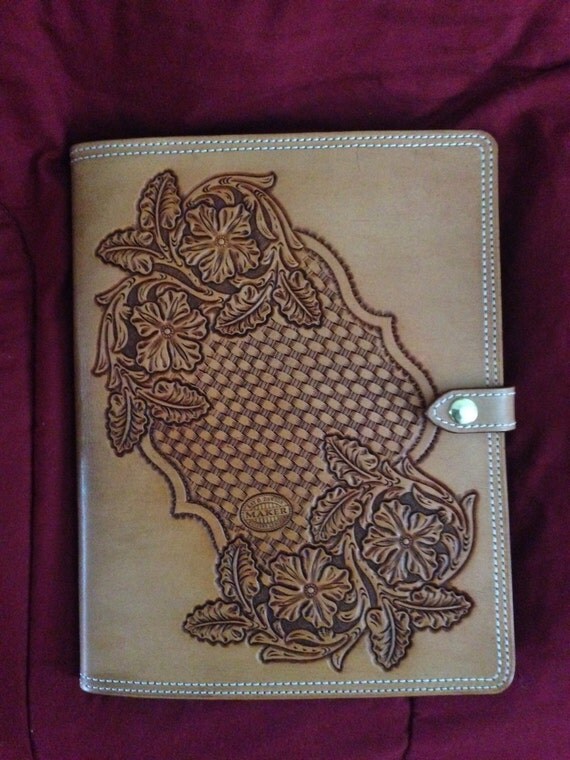 Hand tooled leather portfolio/notebook