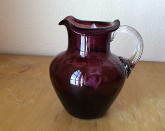 Purple glass pitcher | Etsy