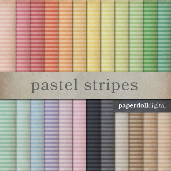 Items similar to Antiqued Pastel Striped Digital Paper - Textured ...