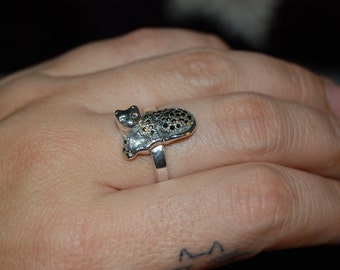 Vintage Cut Out Sterling Silver Kitty Cat Oval by BadKittyCrafts