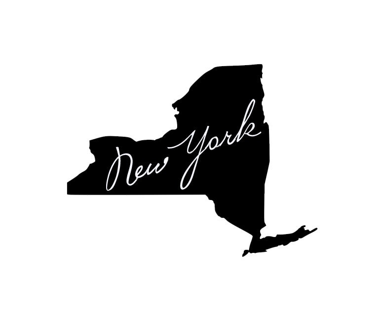 New York State with Cursive Text Di Cut Decal by DecalPhanatics