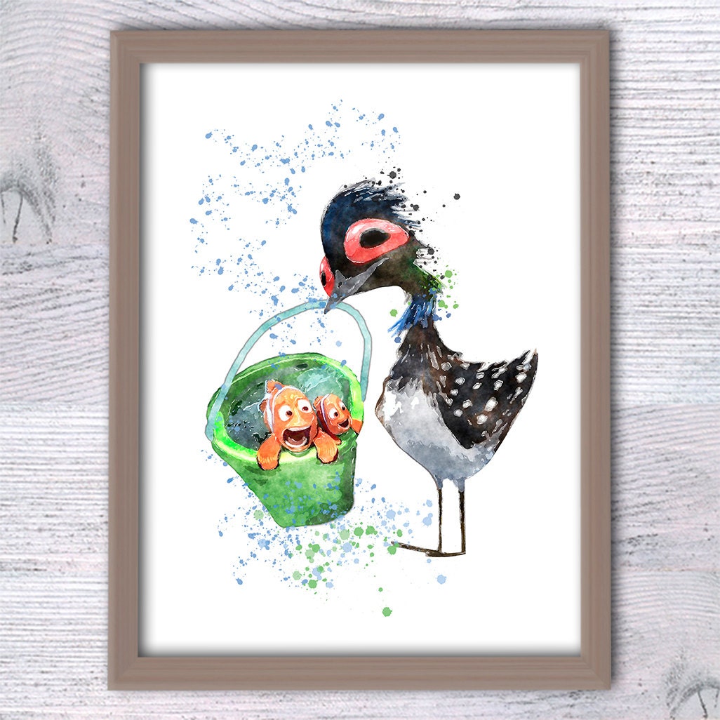 Finding Dory Becky the Loon print Becky the Loon watercolor