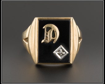 Mens initial ring | Etsy