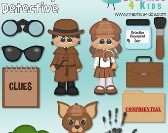 Detective clip art | Etsy