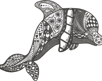 Zentangle dolphin | Etsy