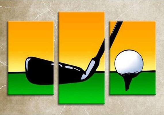 Golf Club Pop Art Large Abstract Wall Art by ReverieLaneShop
