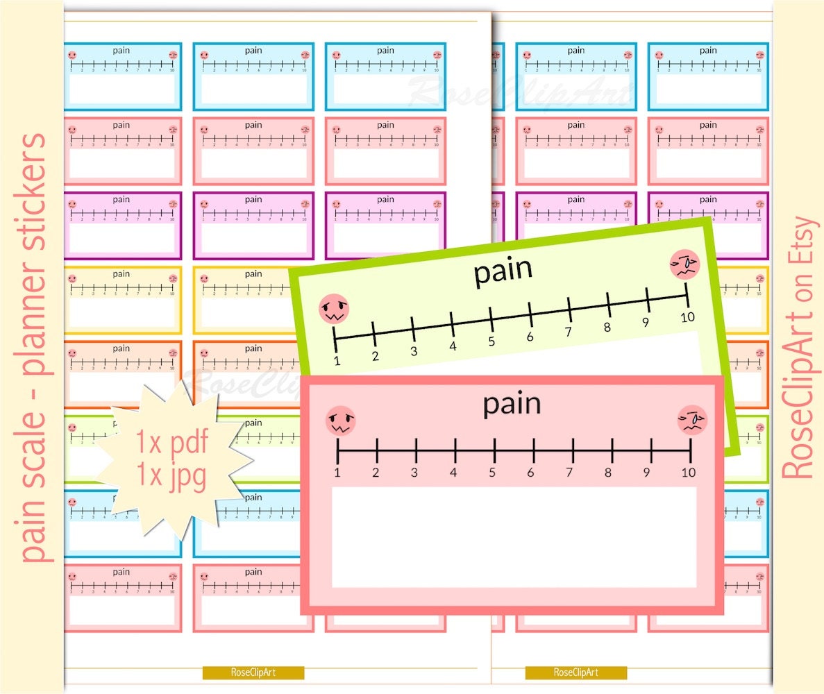 pain tracker stickers instant download printable pain