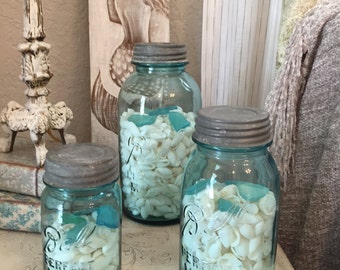 Sea glass jar | Etsy