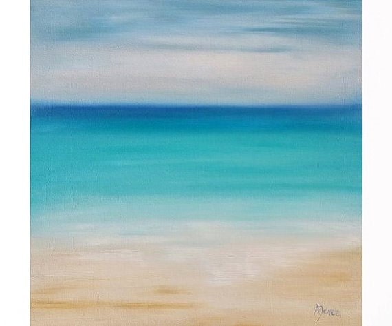 Abstract beach painting Beach art Seascape by AlinaJelvezFineArt