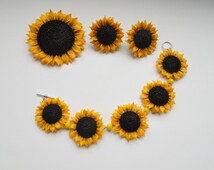 Unique sunflower brooch related items | Etsy