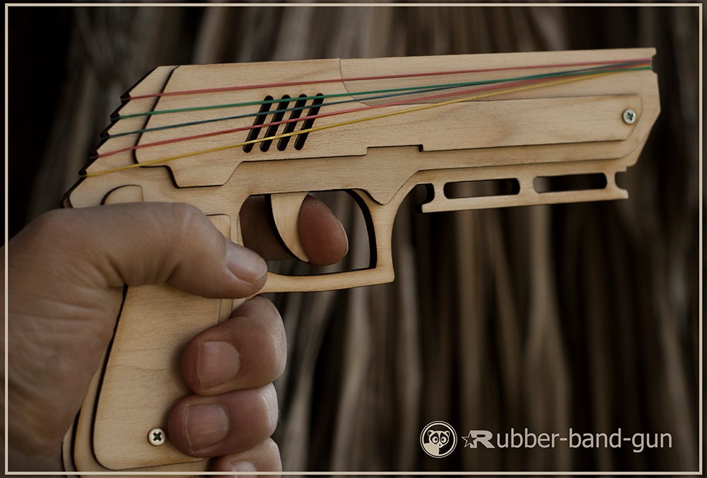 Set Of 2 Rubberband Guns Shoots 5 Rubber Bands Father And