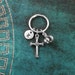 Cross Keychain VERY SMALL Garlic Keychain Cross Charm Keychain