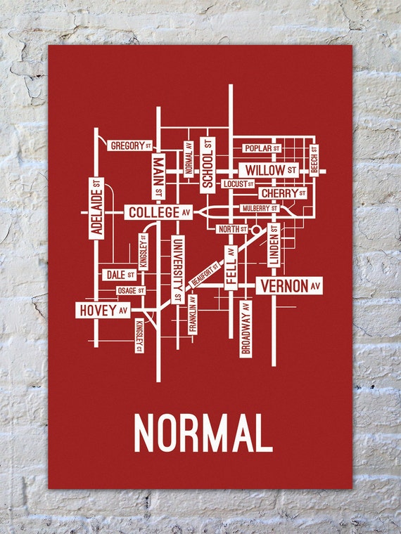 Items similar to Normal, Illinois Street Map Screen Print on Etsy