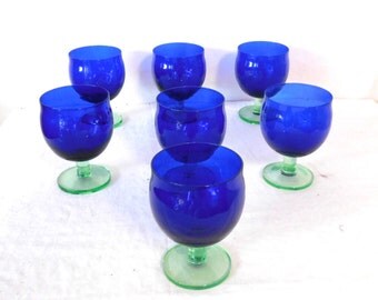 Blue glass goblet | Etsy