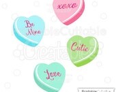 Items similar to Valentine's Day Candy Hearts SVG Cut File & Clipart ...