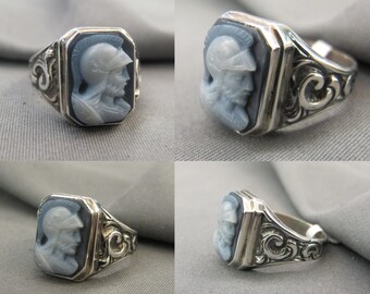 Blue cameo ring | Etsy