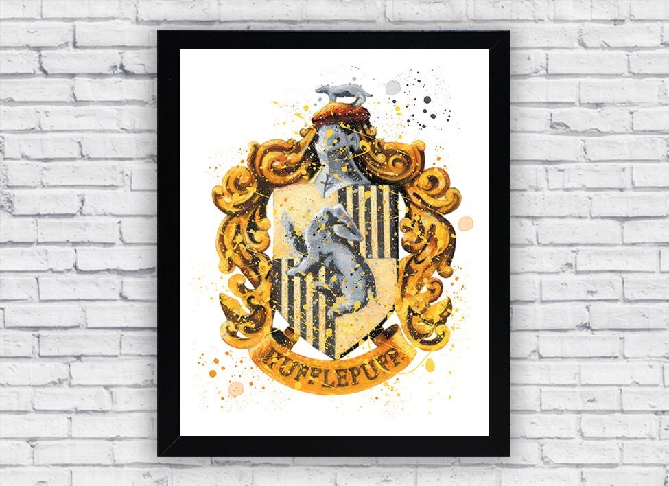 Hufflepuff Crest Harry Potter watercolor printable Hufflepuff