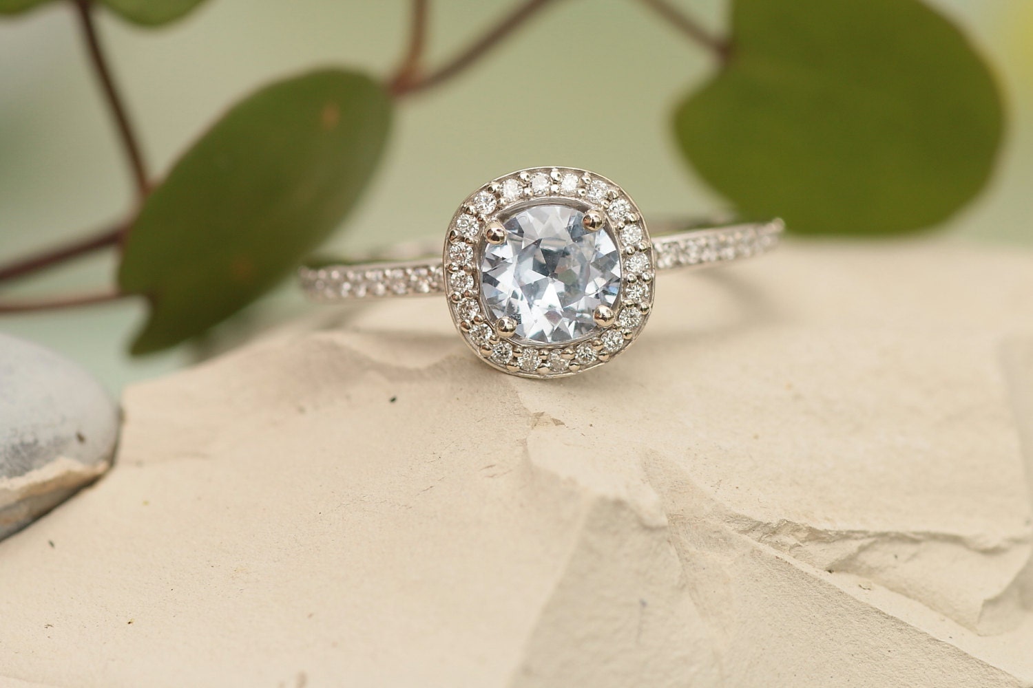 Ice Blue Sapphire Engagement Ring Wedding Ring or Right Hand