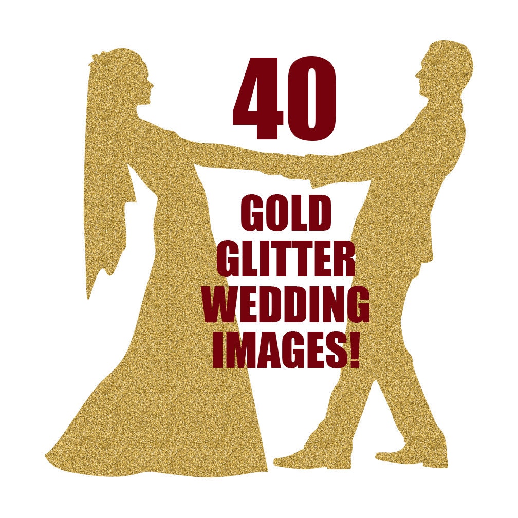 WEDDING SILHOUETTES, gold wedding, gold, glitter, gold glitter, clipart ...