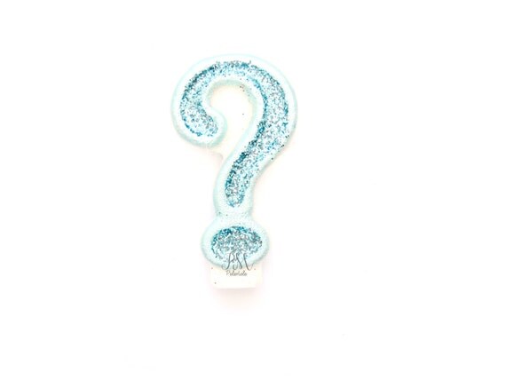 Blue Glitter Question Mark Candle paillettes bougie