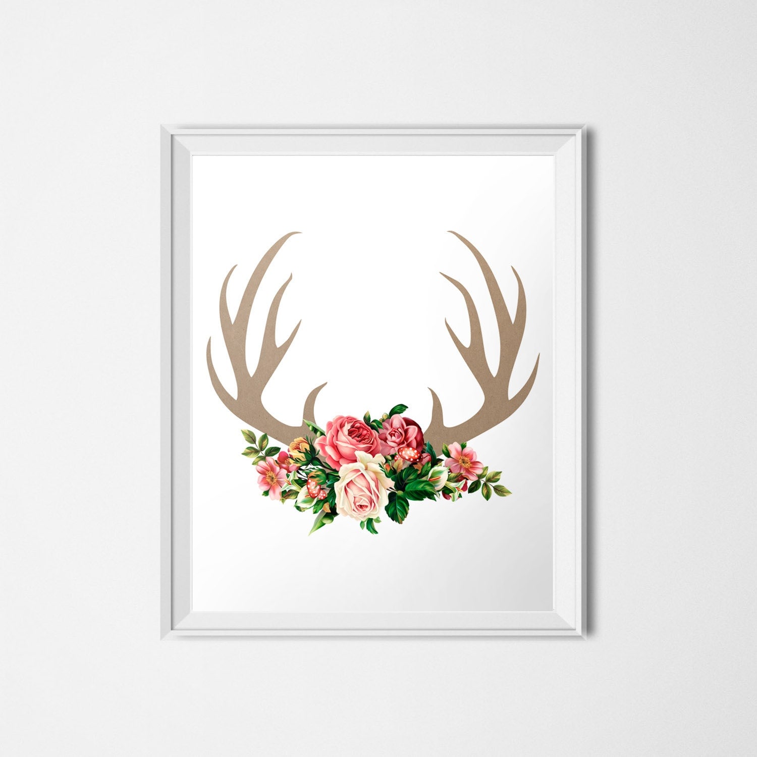 Antler Print INSTANT DOWNLOAD Floral Deer Print Nursery