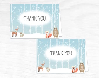 Printable Woodland Thank You Card Printable Instant Download