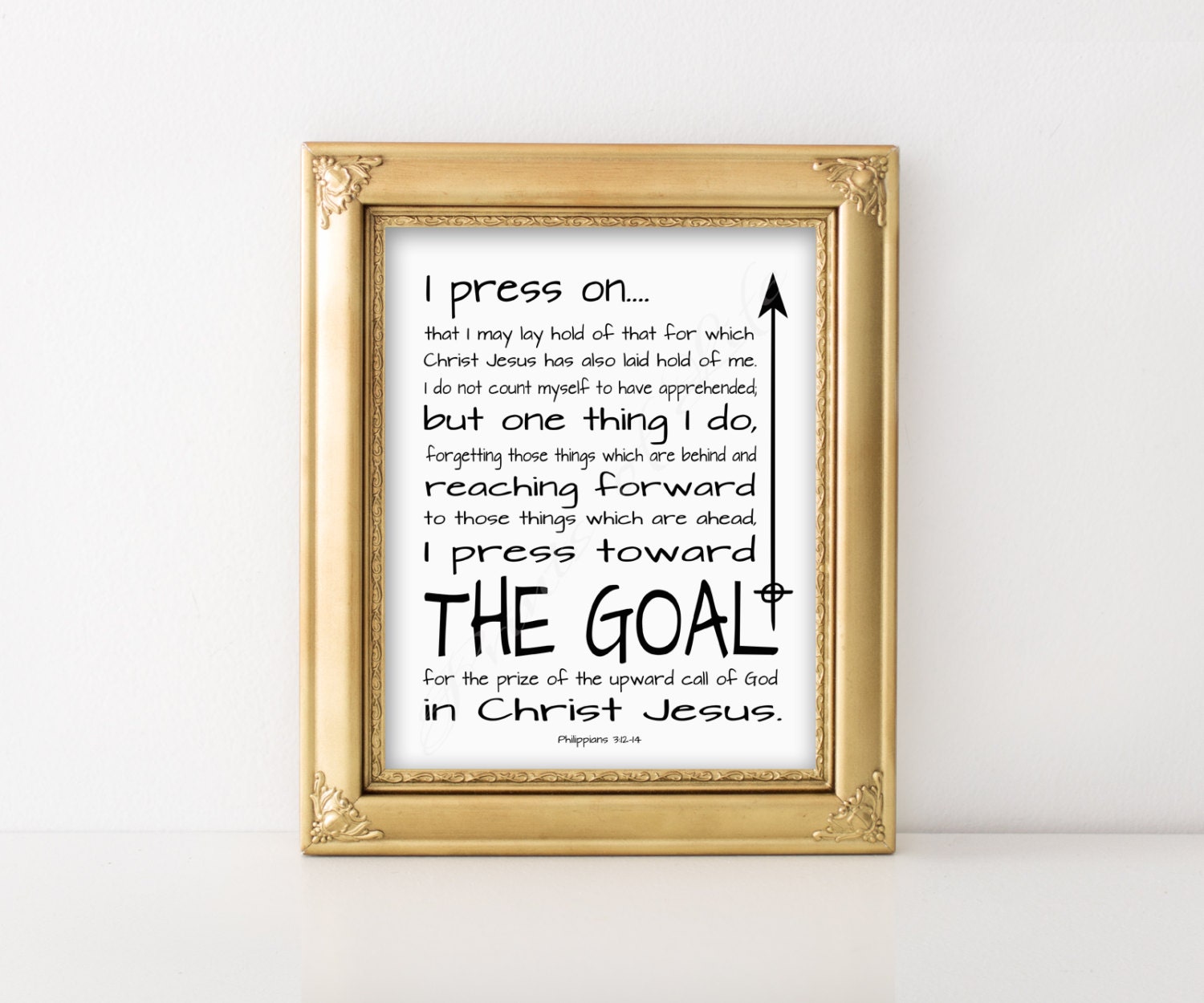 Christian wall art. I press toward the goal. Philippians