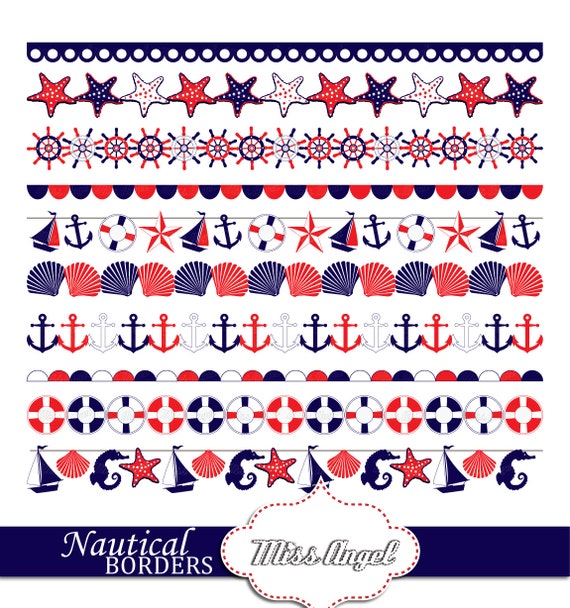 Nautical Borders Clipart Nautical Clipart Digital Bunting