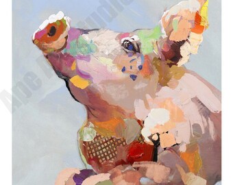 Whimsical pig art | Etsy