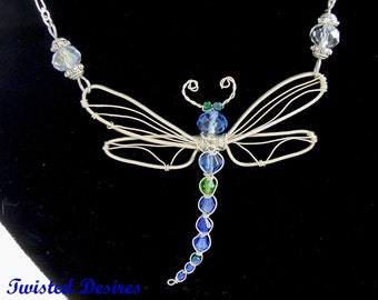 Items similar to Wire Wrapped Dragonfly Necklace on Etsy