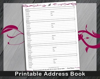 Items similar to Printable Address Book PDF, Contact Tracker, Instant ...