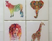 Coaster sets of four 4x4 ceramic tiles with a by HashtagCoasters